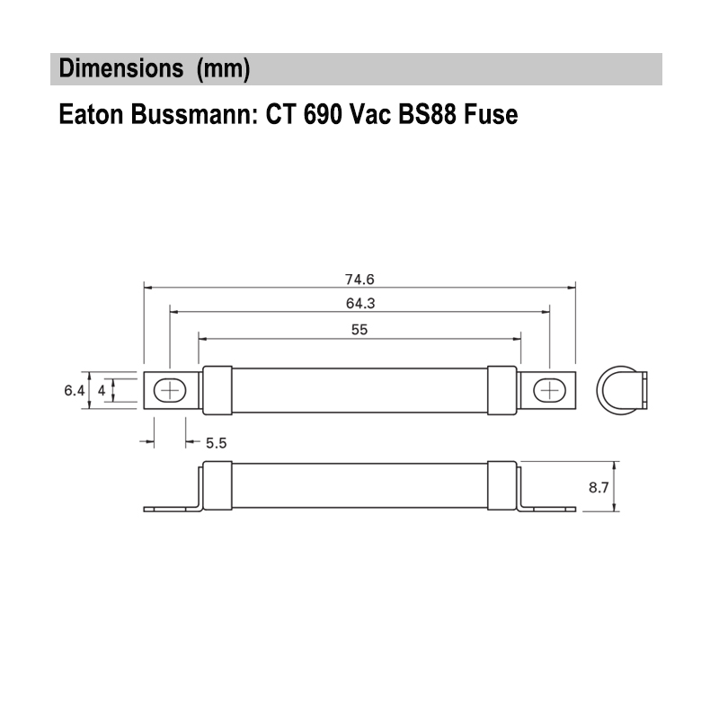 16CT - Eaton Bussmann - BS88 Semiconductor Protection Fuses