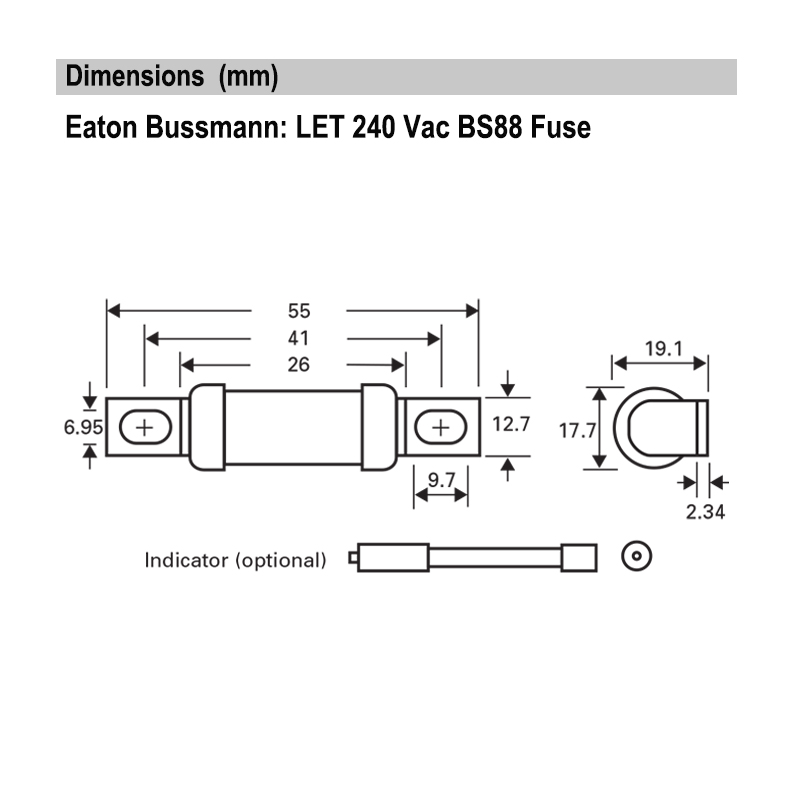 100LET - Eaton Bussmann - BS88 Semiconductor Protection Fuses