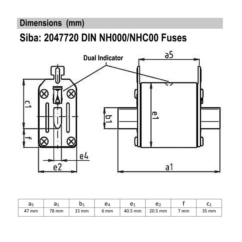 2047720.16A - Siba - DIN000/NH00C UR Semiconductor Protection Fuses